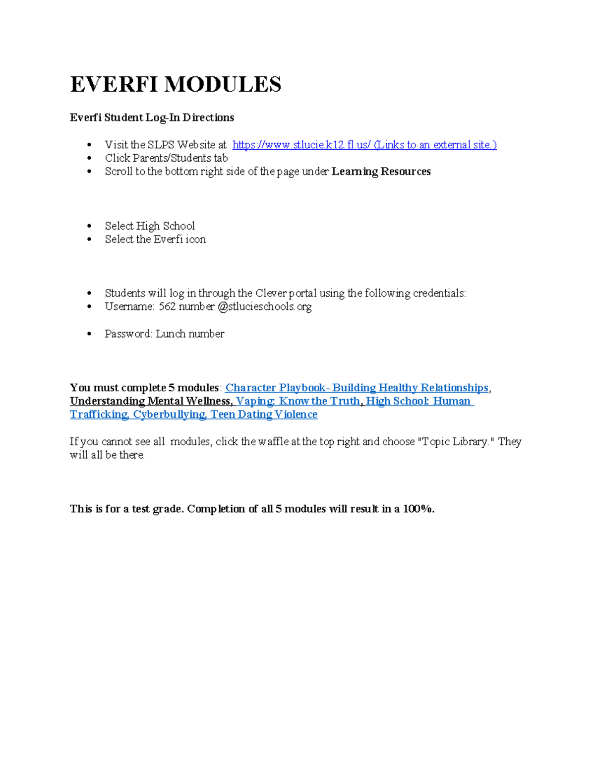 Everfi Instructions - EVERFI MODULES Everfi Student Log-In Directions ...