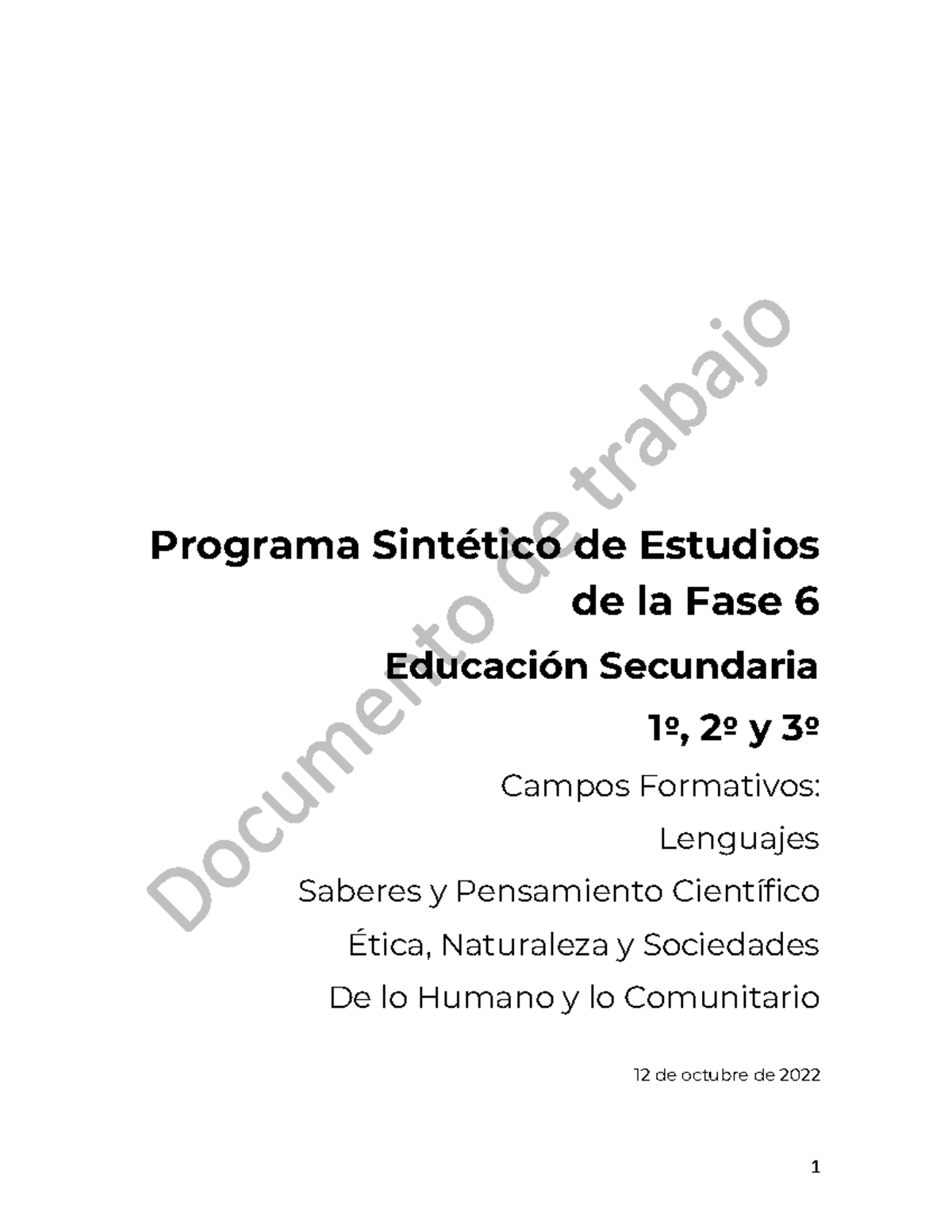 Programa Sitético. Fase 6 1 - Programa Sintético de Estudios de la Fase ...