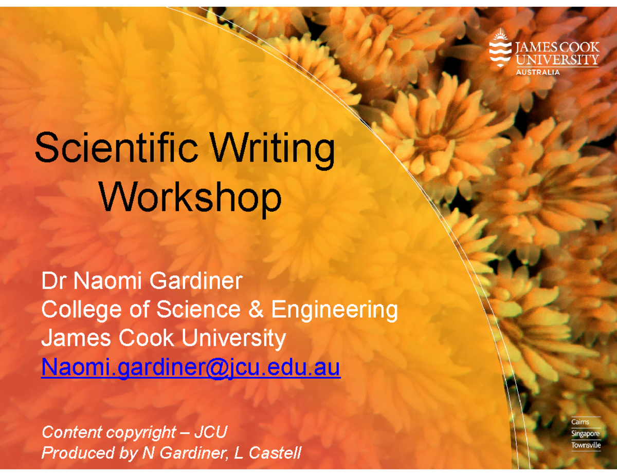 MB5000 scientific writing reports full - Scientific Writing Workshop Dr ...