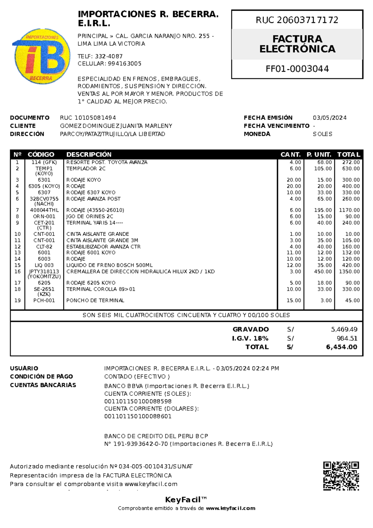 Junita hoy - fasdfdsgfhgtnjhgtnfb - KeyFacil™ Comprobante emitido a ...