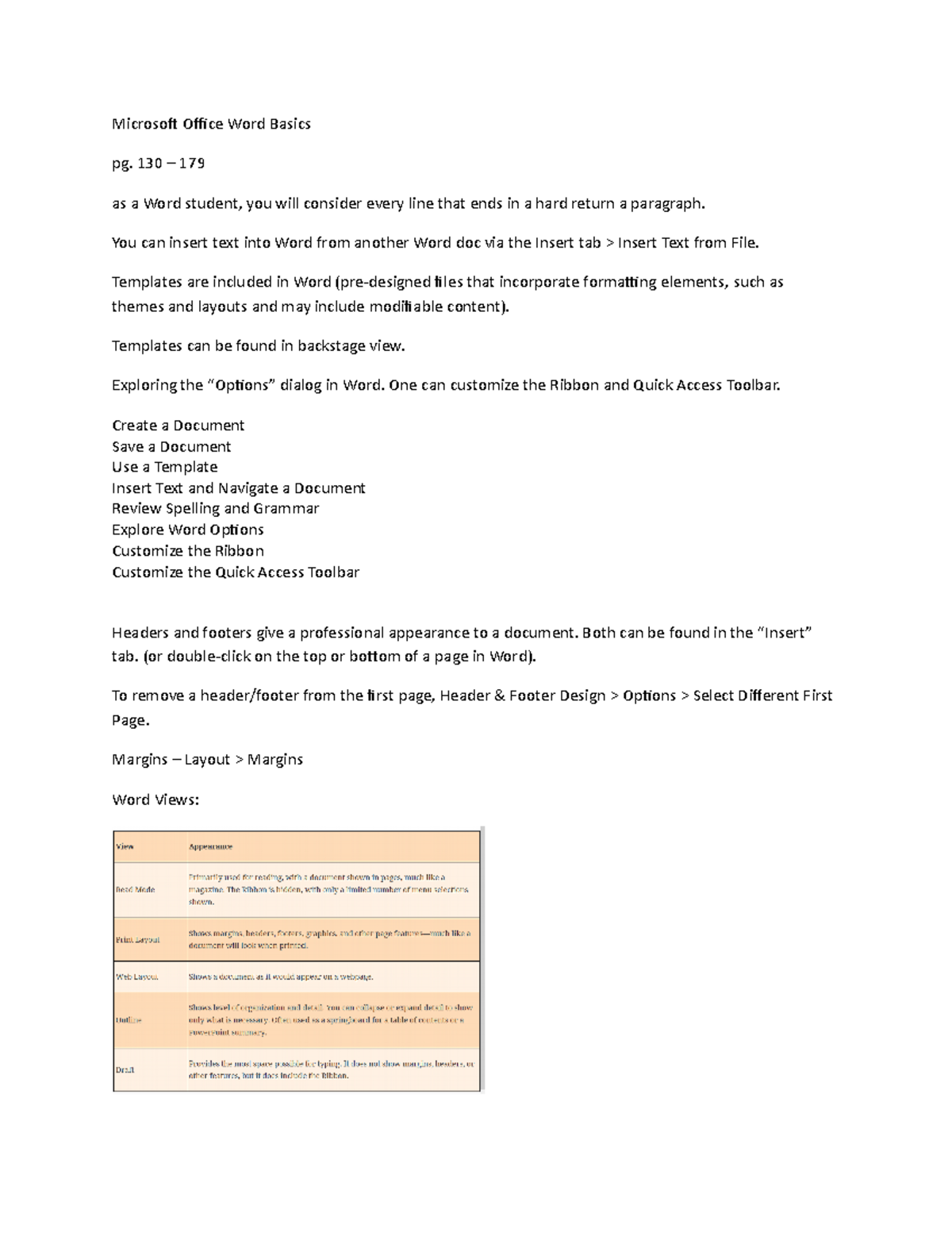 Lesson 2 - Lecture 2 - Microsoft Office Word Basics pg. 130 – 179 as a ...