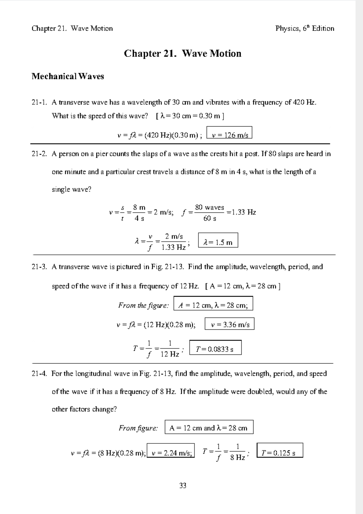 Dokumen - Chapter 21. Wave Motion Physics, 6th Edition Chapter 21. Wave ...