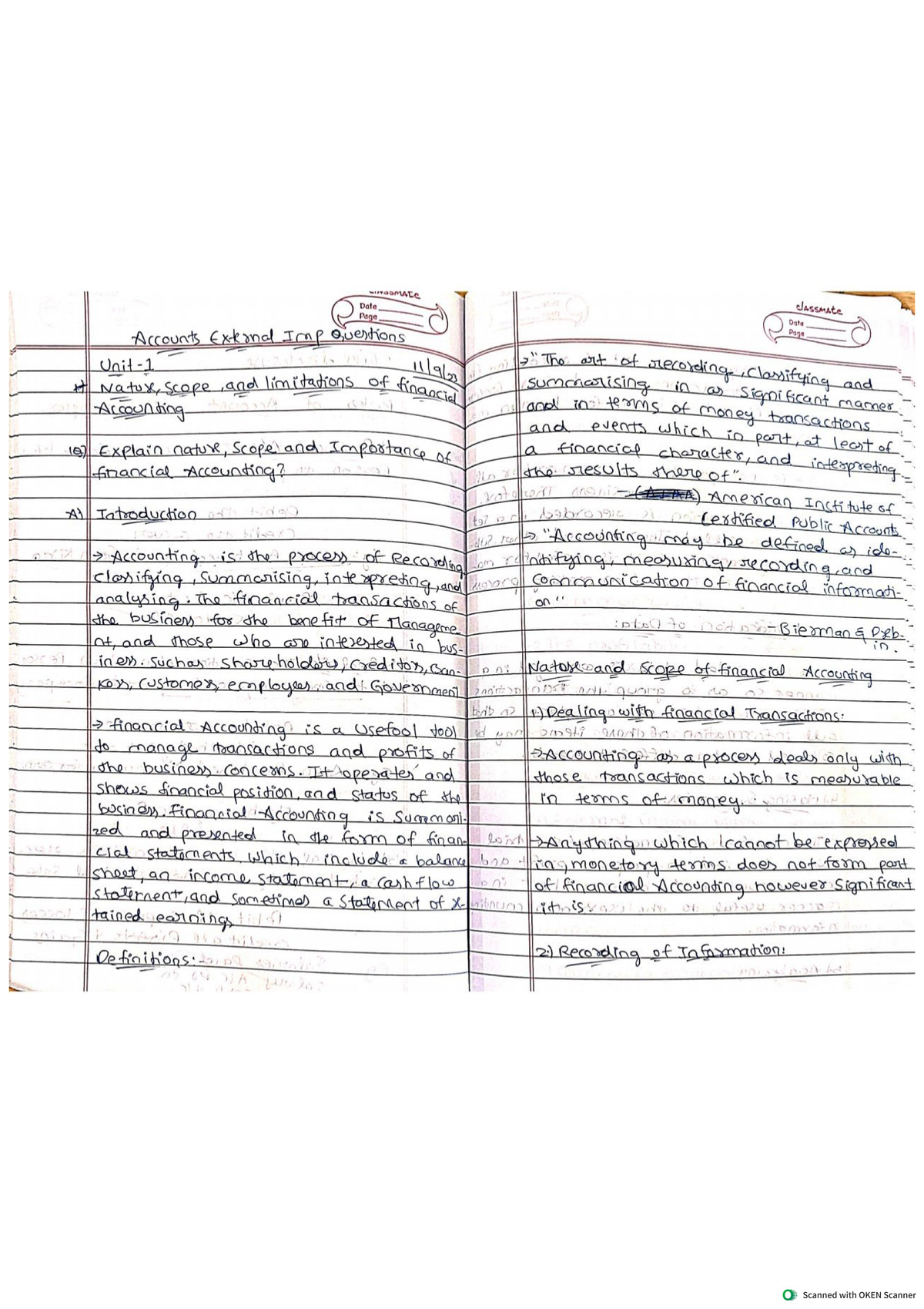 DOC-20231007-WA0008 - bba - SIGNATURE Date classmate Page Date Accounts ...