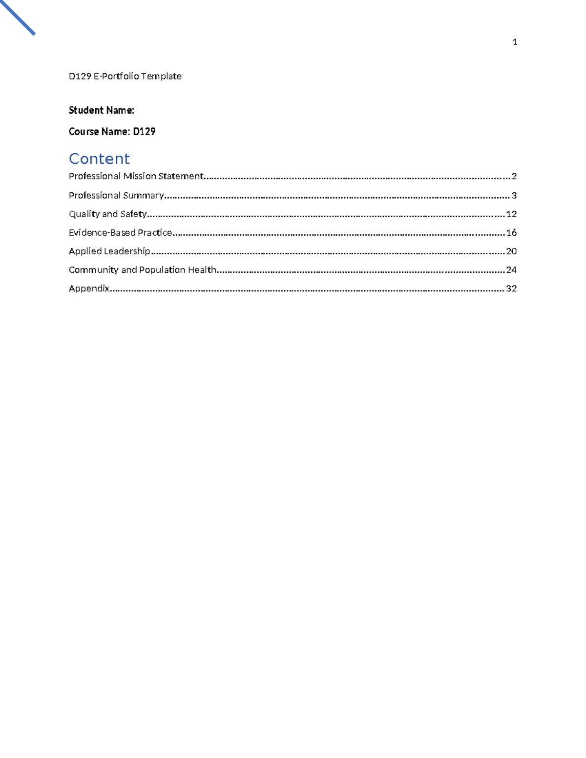 Studocu Upload D129 - D129 E-Portfolio Template Student Name: Course ...