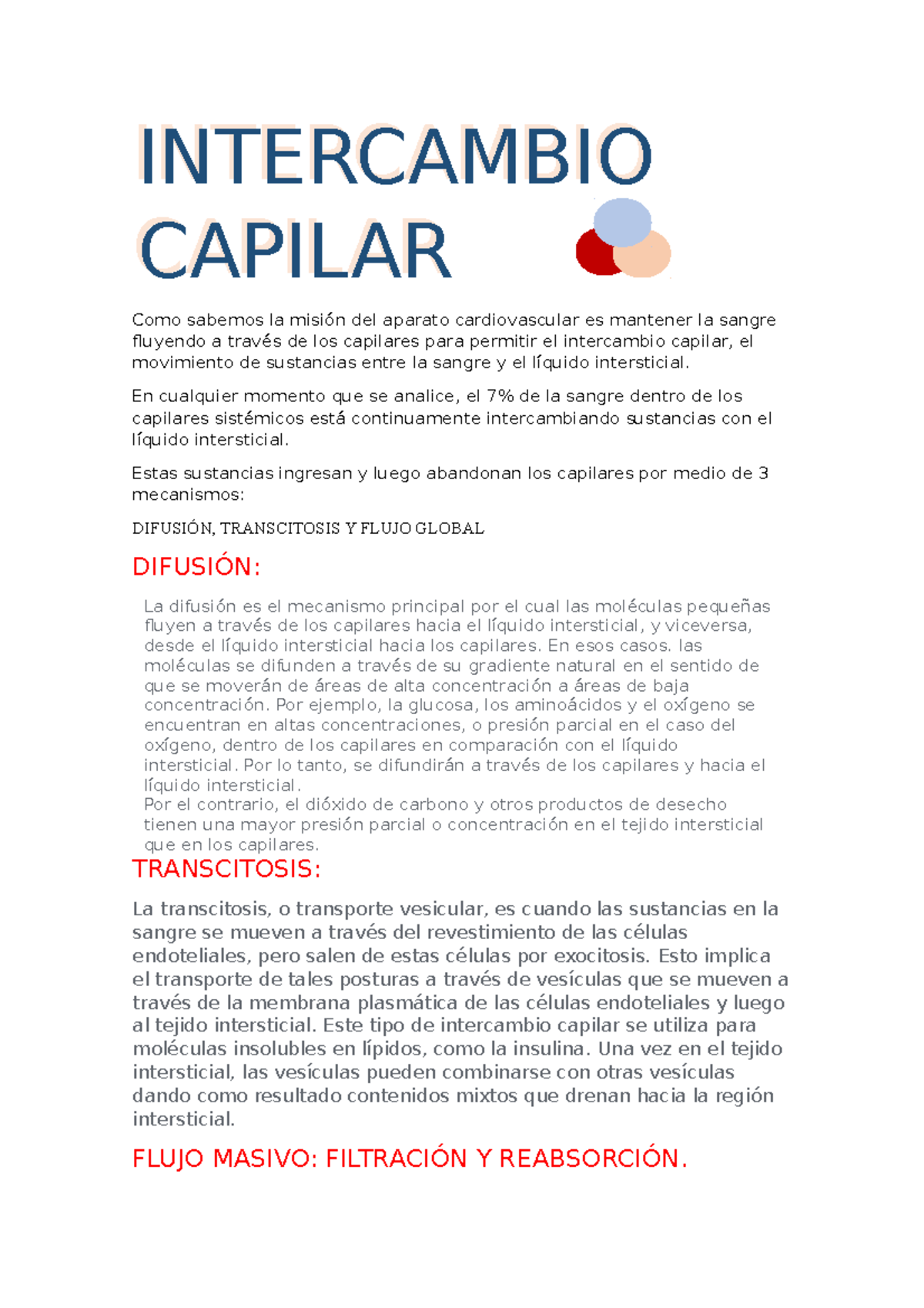 Exposición - Apuntes sobre Hemodinamia y Flujo capilar Semana 10 ...