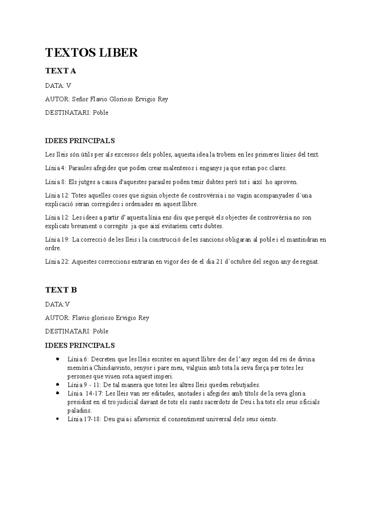 Testos Liber - TEXTOS LIBER TEXT A DATA: V AUTOR: Señor Flavio Glorioso ...