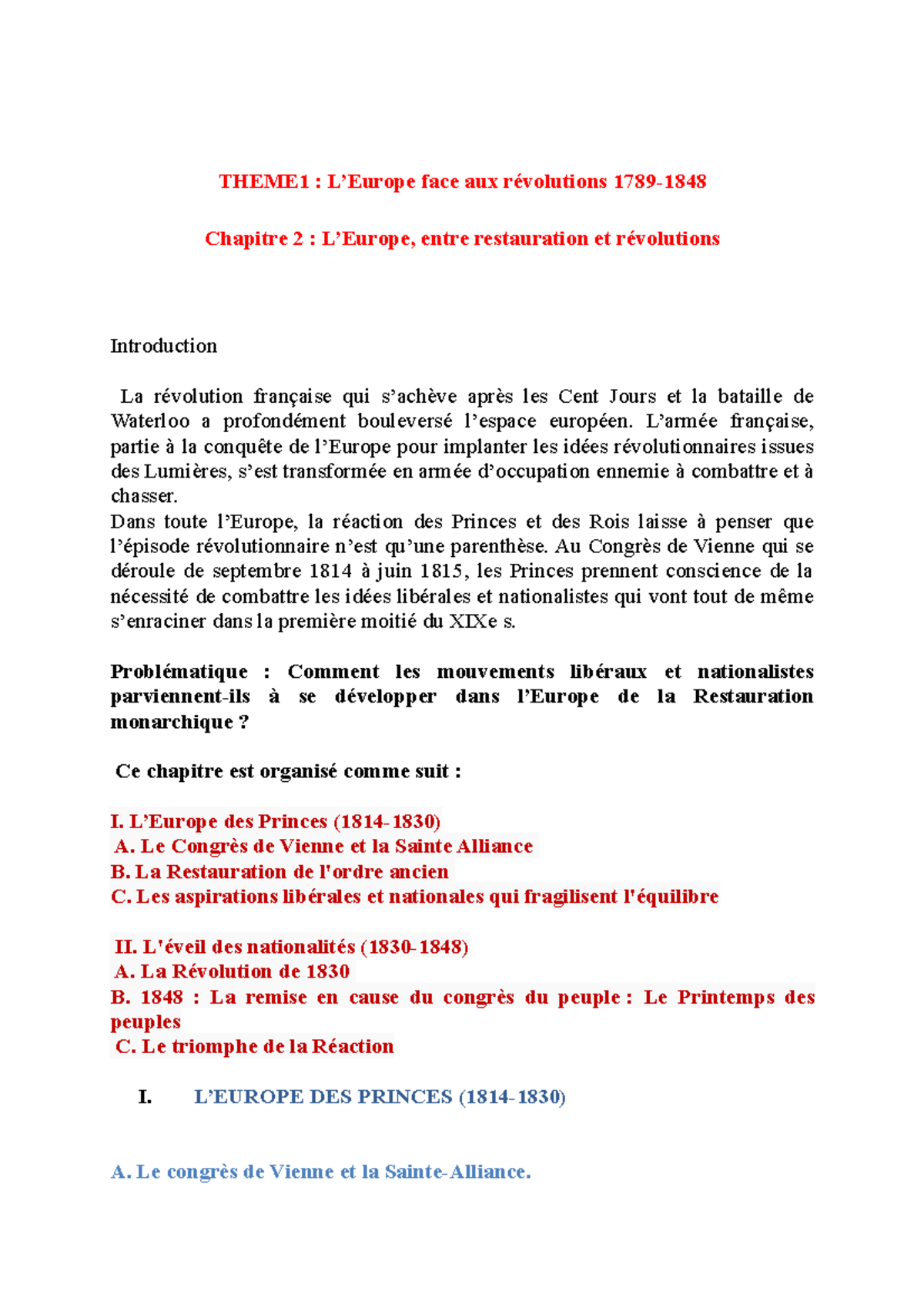 Résumé-H- Theme-1-chapitre-2 - THEME1 : L’Europe face aux révolutions 1789- Chapitre 2 : L ...