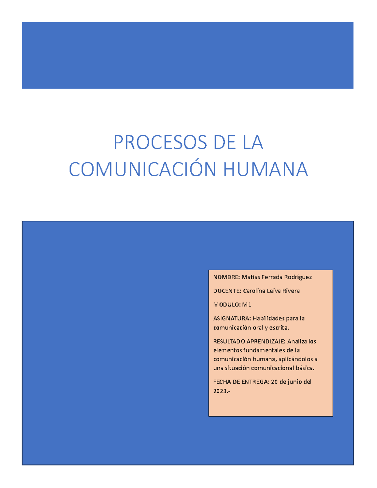 Matias Ferrada Comunicacion ORAL Y Escrita M1 - PROCESOS DE LA ...
