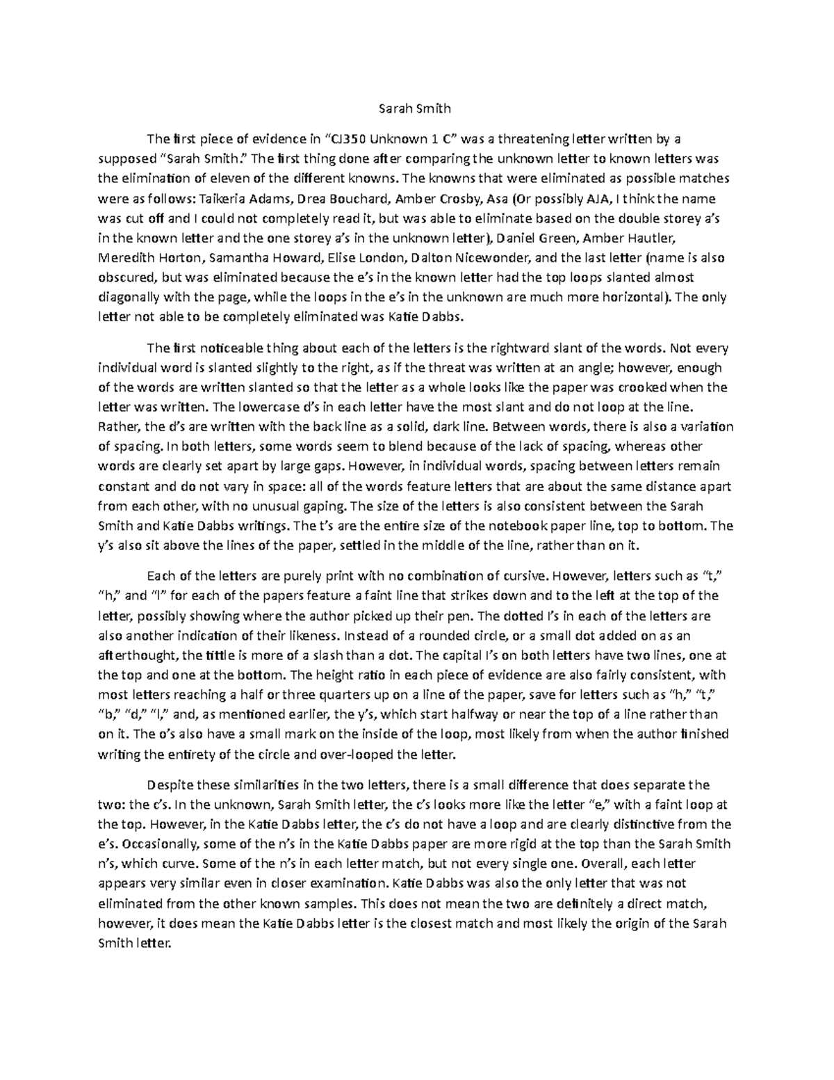 Handwriting Analysis Assignment 2 P1 - Sarah Smith The first piece of ...