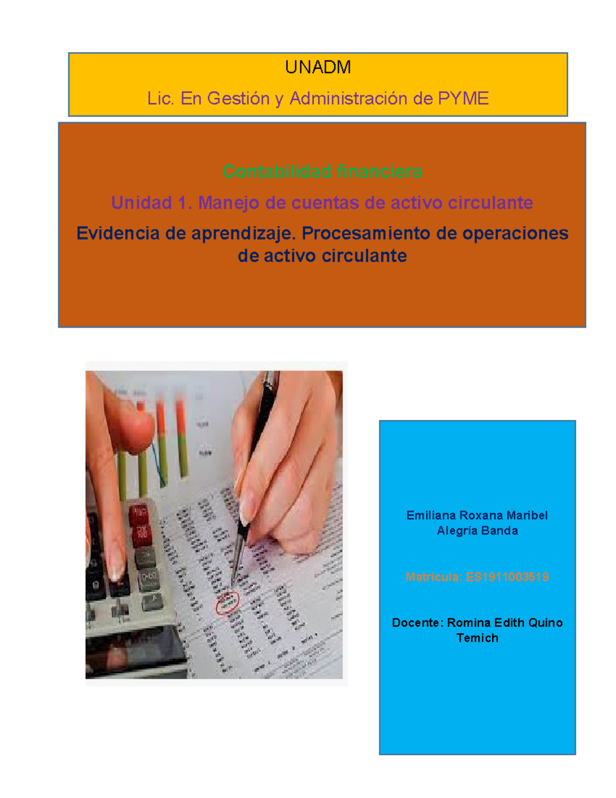 GCNF U1 EA EMAB EN WORD - TAREA - UNADM Lic. En Gestión y Administración de PYME Contabilidad ...