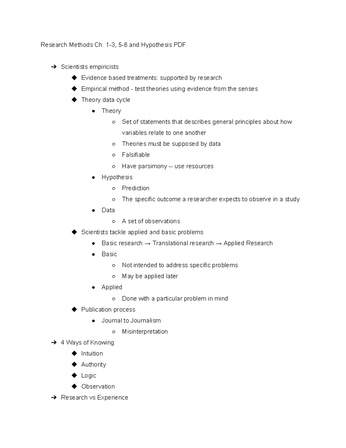 Research Methods - Lecture notes 1 - Research Methods Ch. 1-3, 5-6 and ...