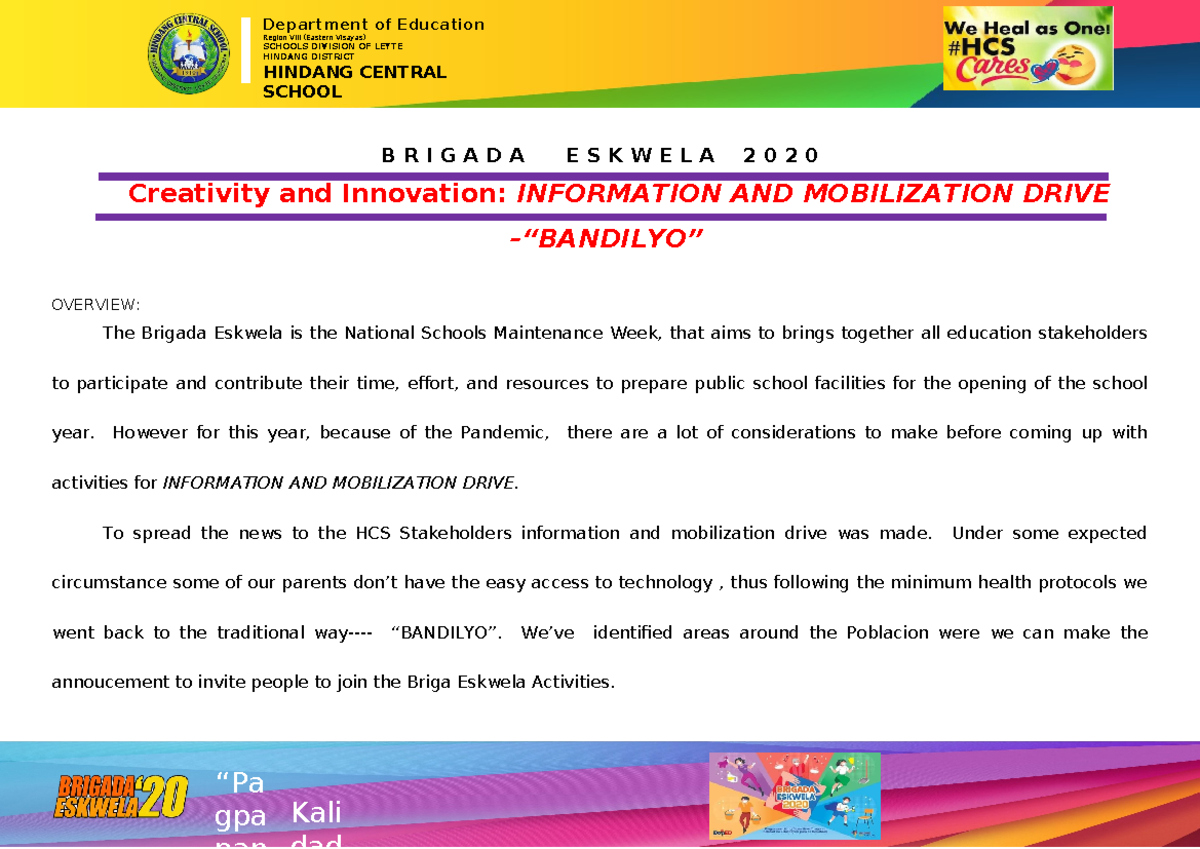 B.E. Innovation - Bandilyo - Region VIII (Eastern Visayas) SCHOOLS ...