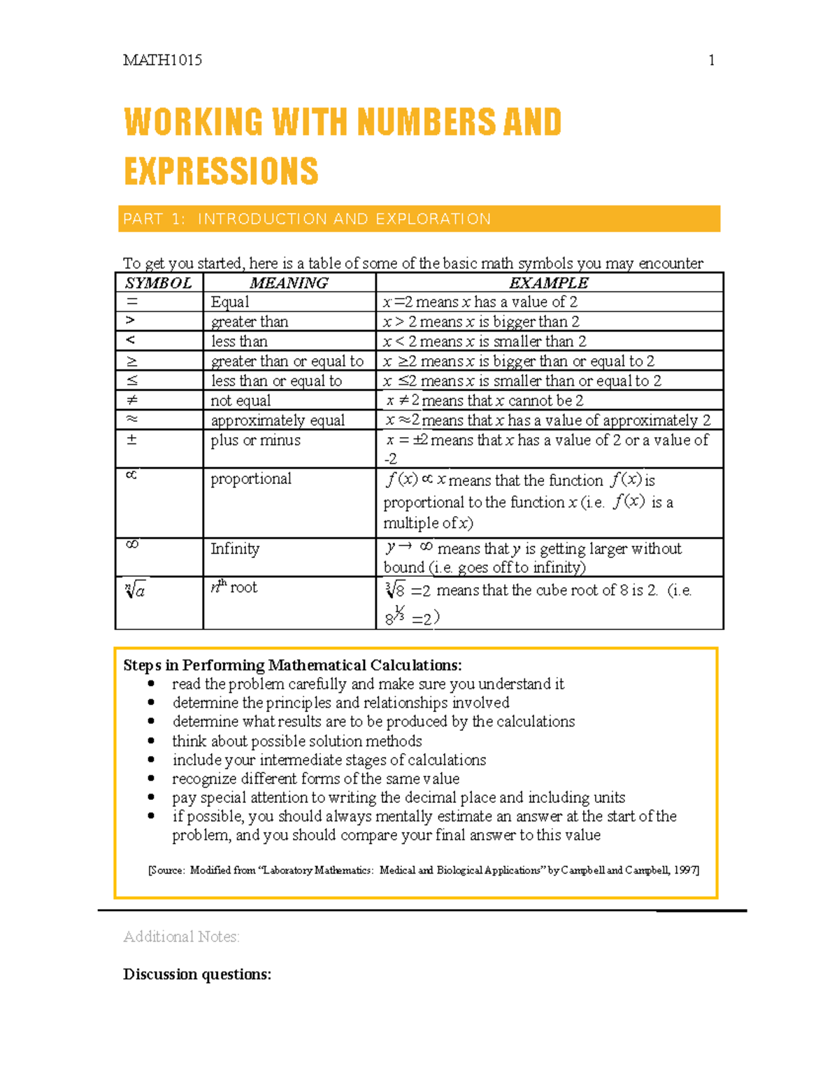 LEC 1 Working WITH Numbers - WORKING WITH NUMBERS AND EXPRESSIONS PART ...
