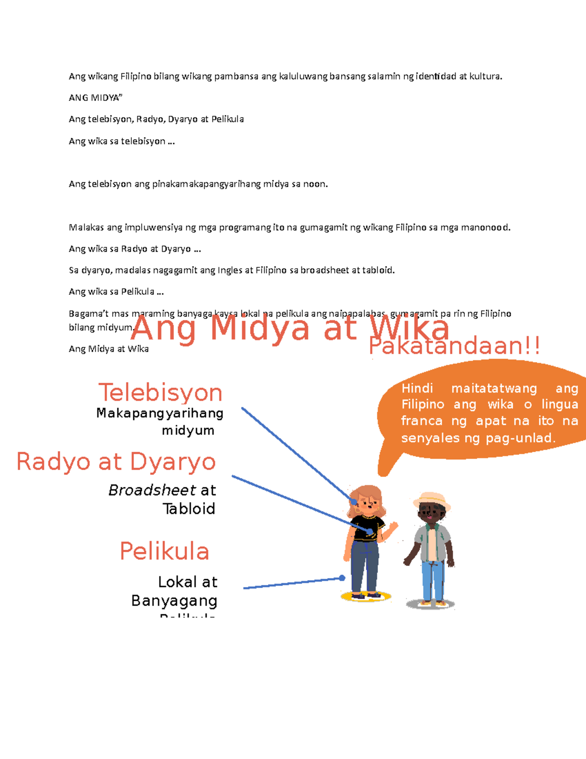 Midya - Ang wikang Filipino bilang wikang pambansa ang kaluluwang ...