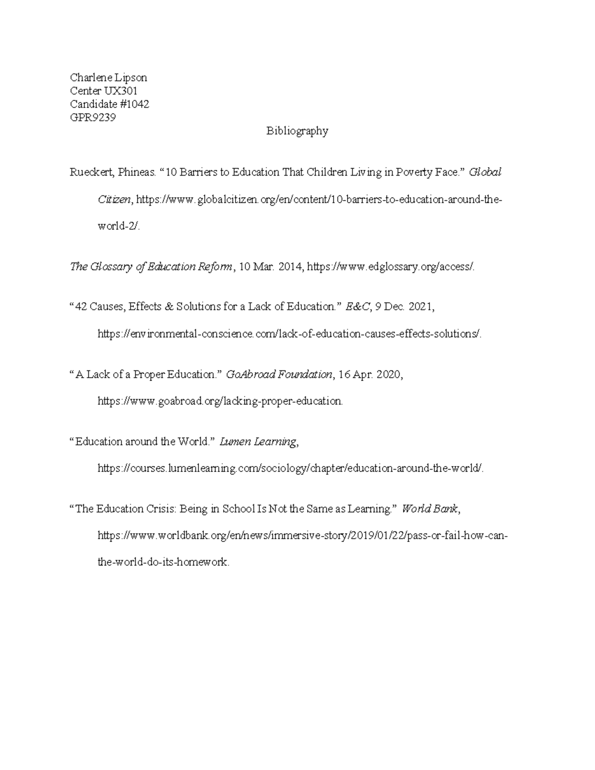 Aice component 2 Bibliography - Charlene Lipson Center UX Candidate # GPR Bibliography Rueckert ...