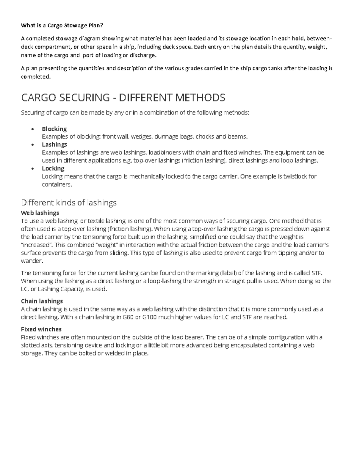 Seaman ship three(3) - What is a Cargo Stowage Plan? A completed ...
