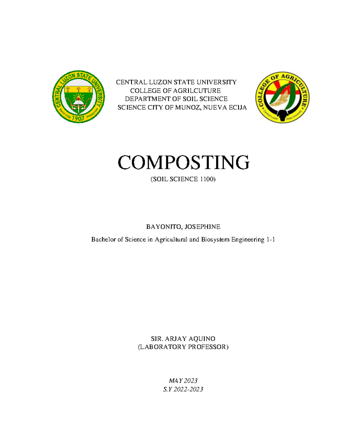 Composting paper final guide - CENTRAL LUZON STATE UNIVERSITY COLLEGE ...
