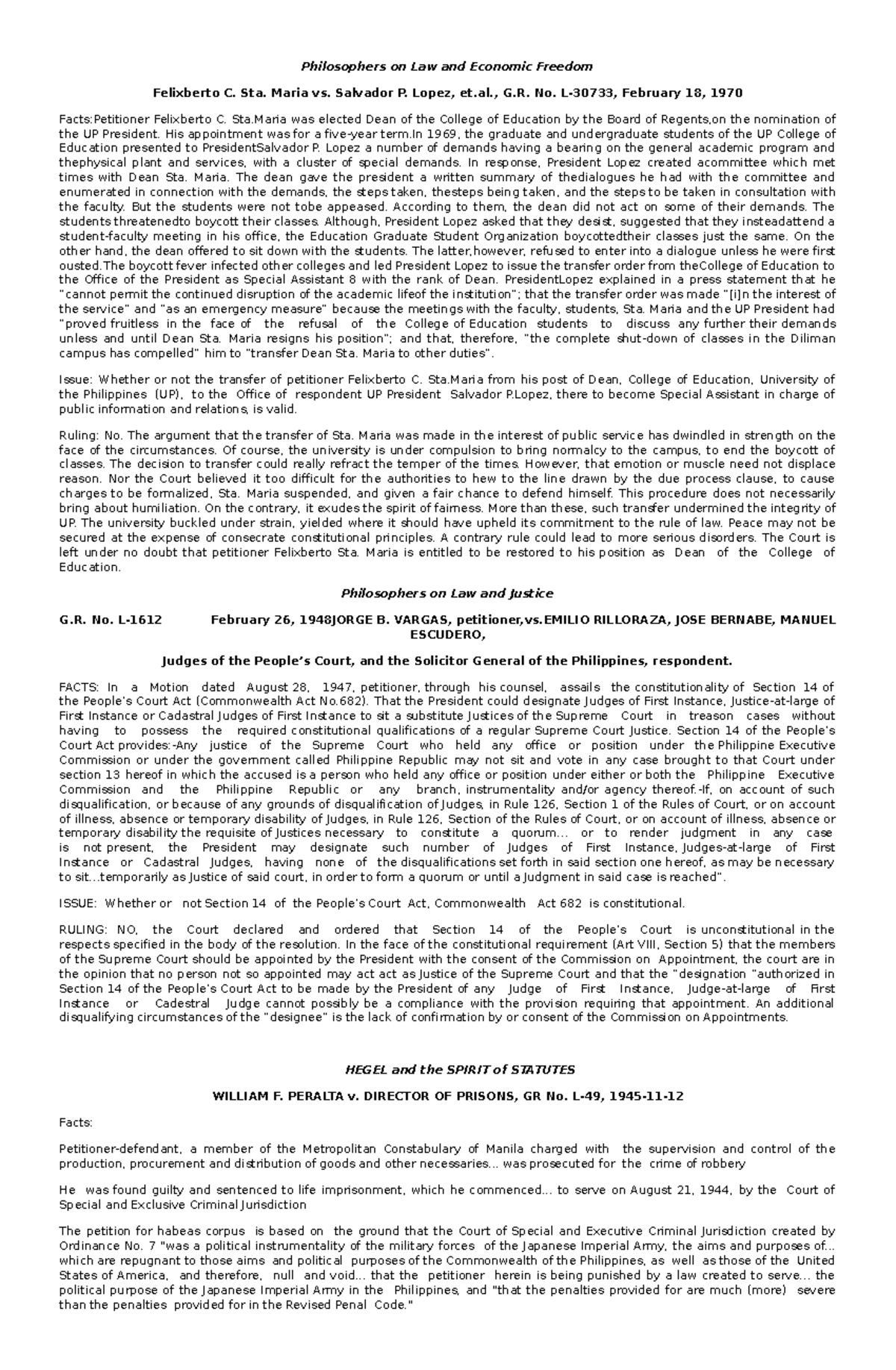 PHil LAW - Some were copy pasted :) - Philosophers on Law and Economic ...