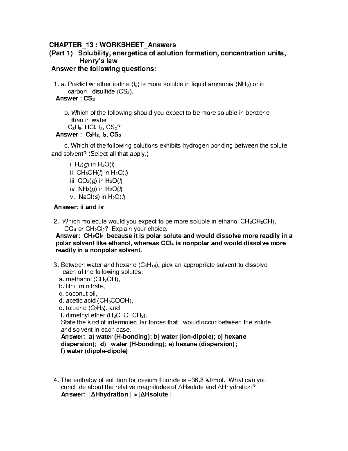 Worksheet Ch 13 Answers 2021 CHAPTER 13 WORKSHEET Answers Part 1 