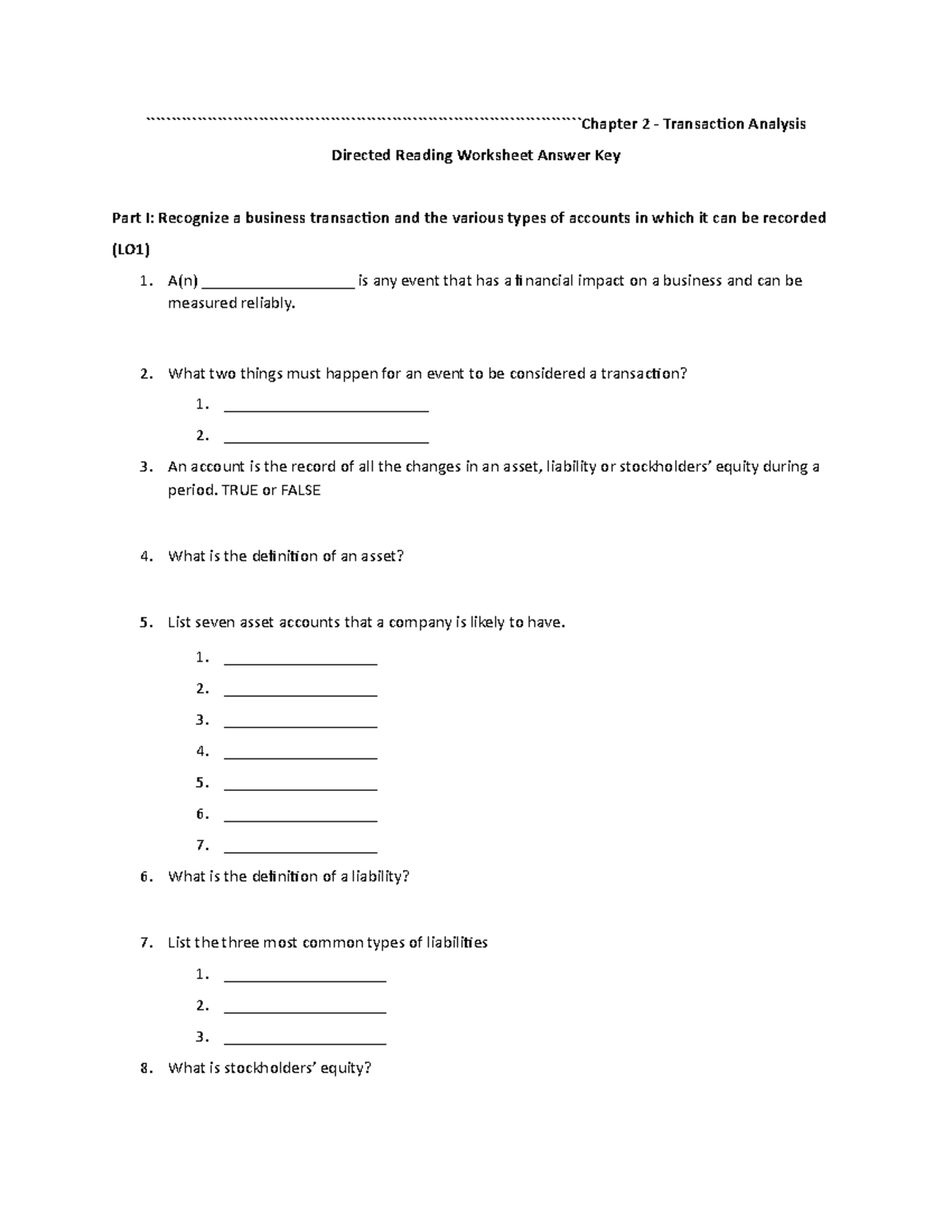 Chapter 2 Directed Reading Notes - Directed Reading Worksheet Answer ...