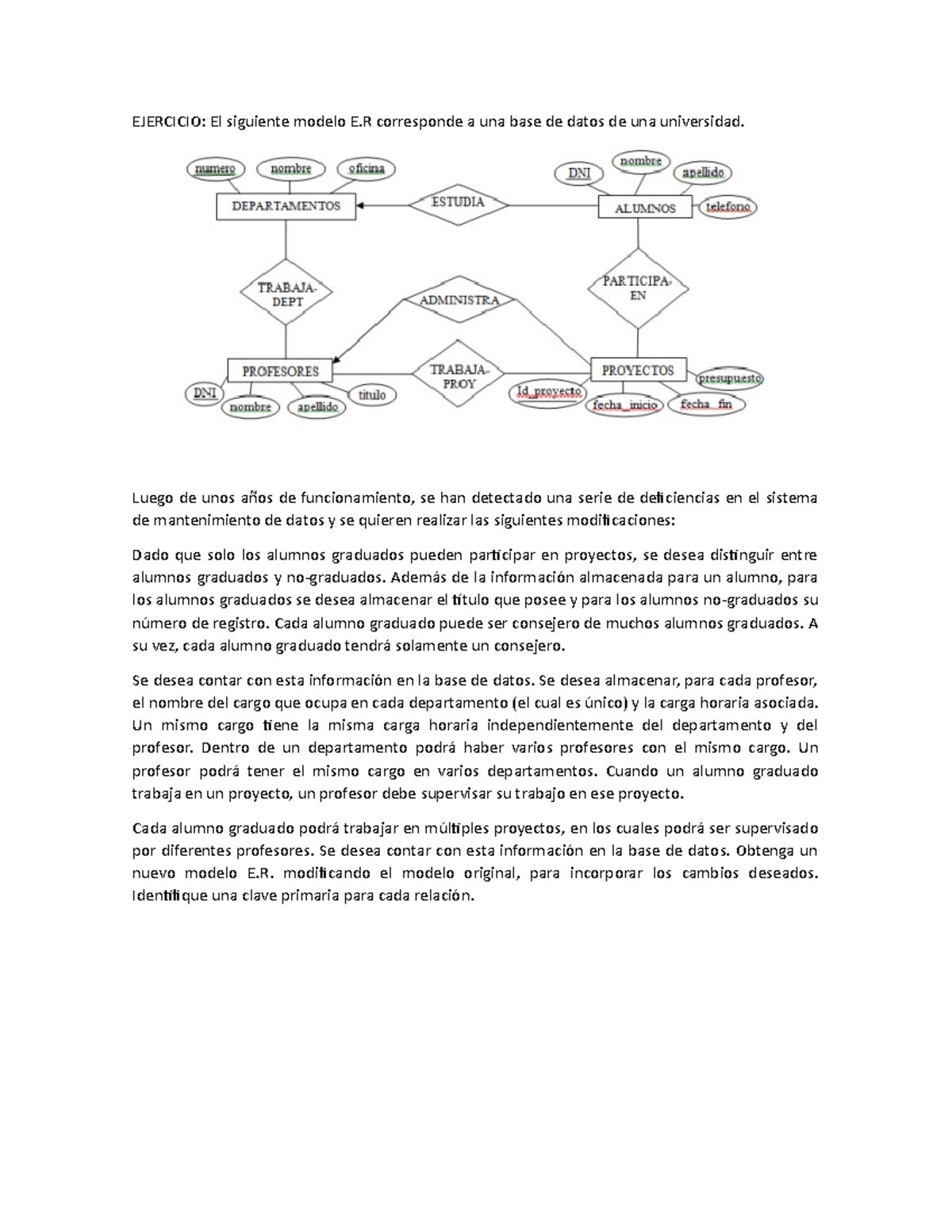 Ejercicio MER CON Generalizacion Y Especializacion - EJERCICIO: El ...