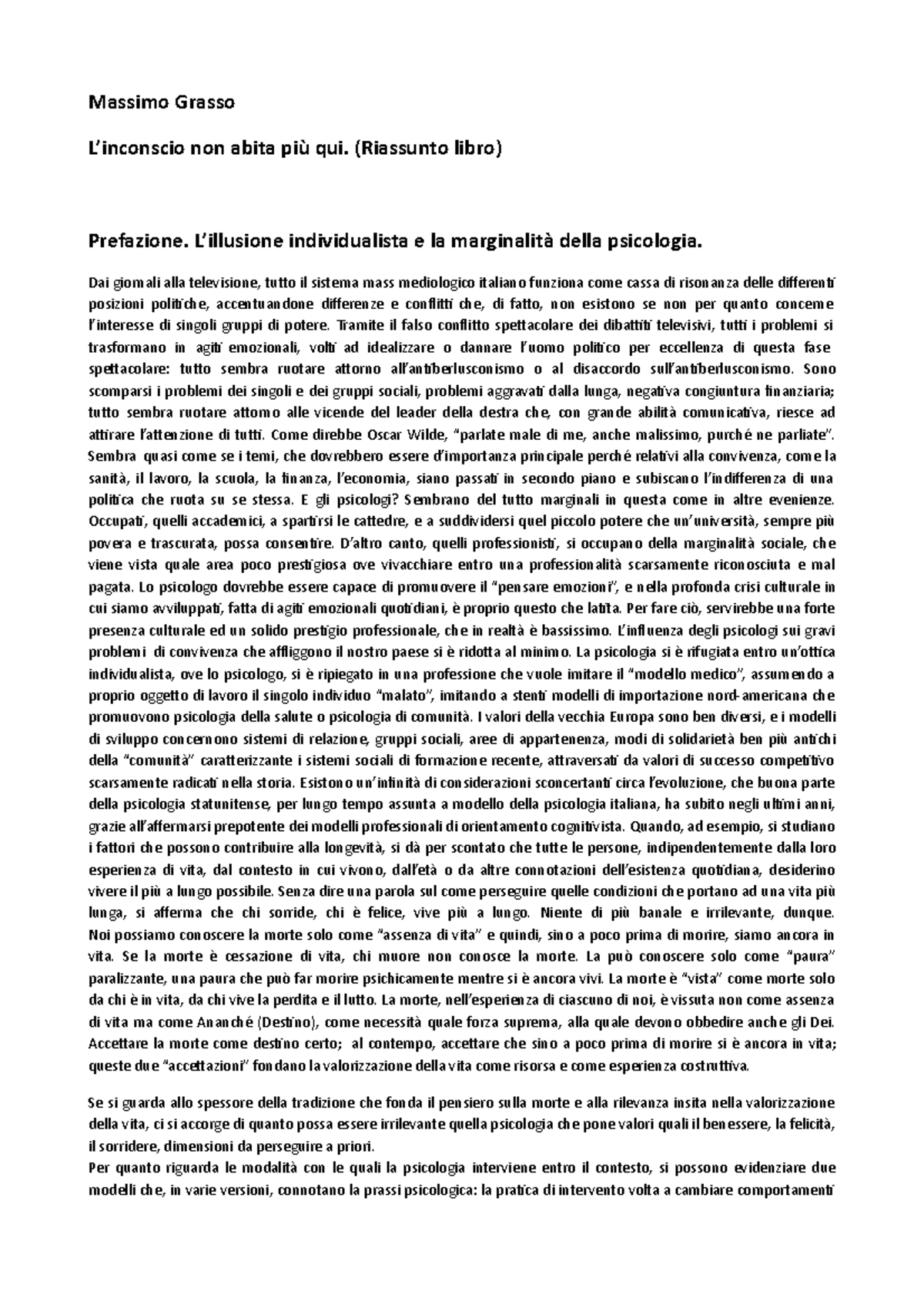 Massimo grasso l inconscio non abita piu qui - Massimo Grasso non abita ...