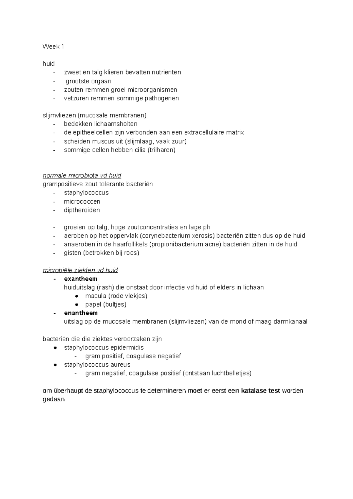 Medische diagnostiek samenvatting jaar 2 - Week 1 huid - zweet en talg ...