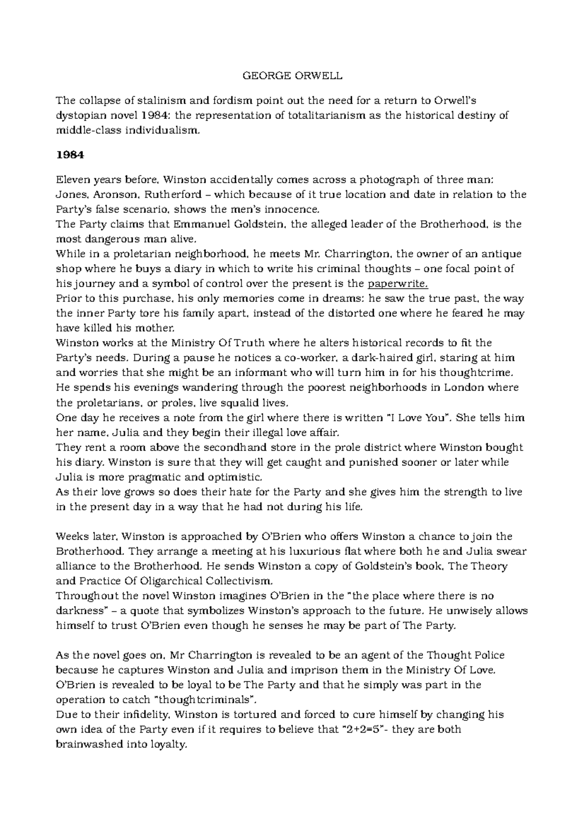 George Orwell - 1984 - GEORGE ORWELL The collapse of stalinism and ...