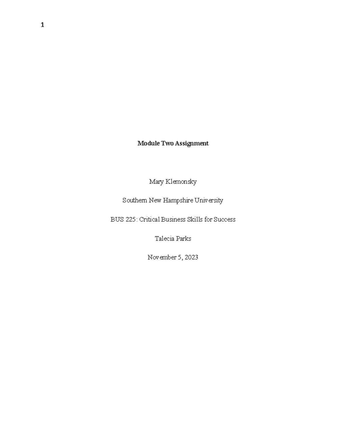 BUS225 Module Two Assignment - Module Two Assignment Mary Klemonsky ...