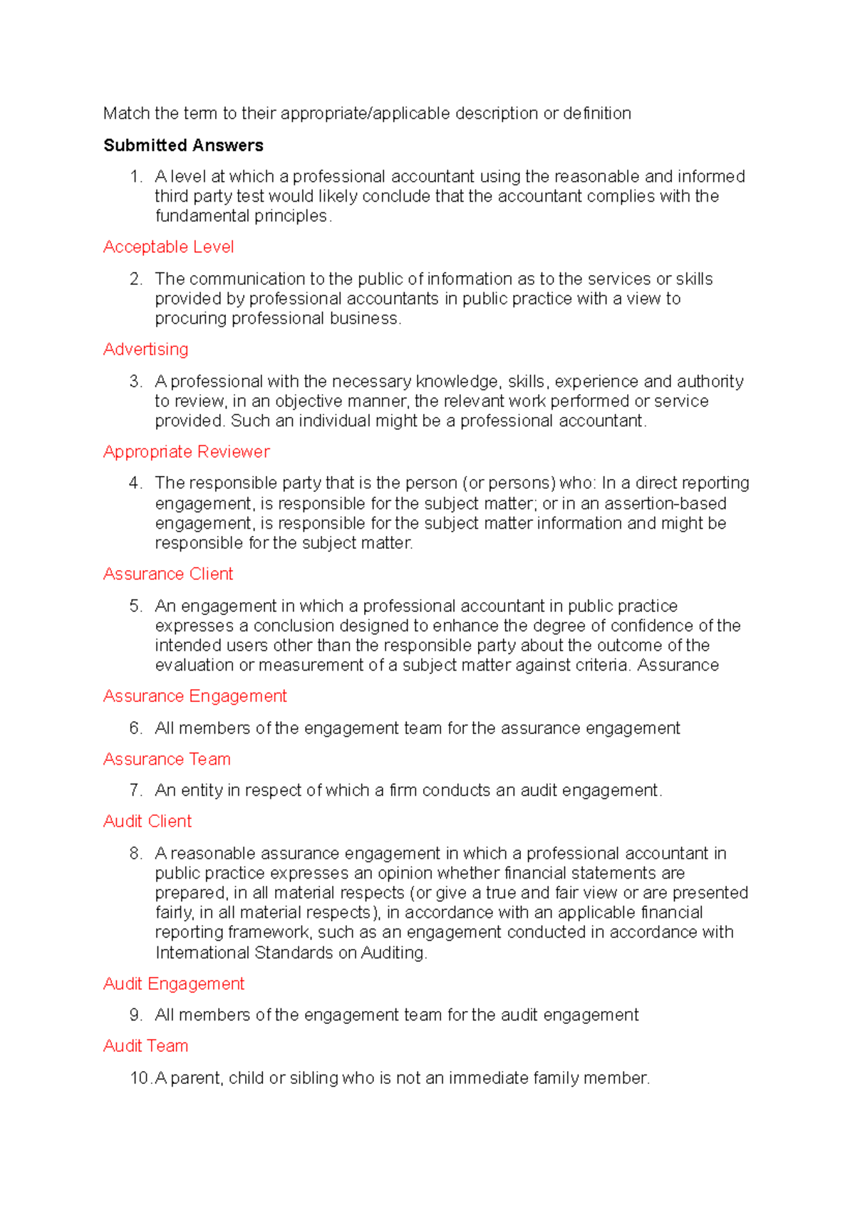 Match the term to their appropriate - Match the term to their ...