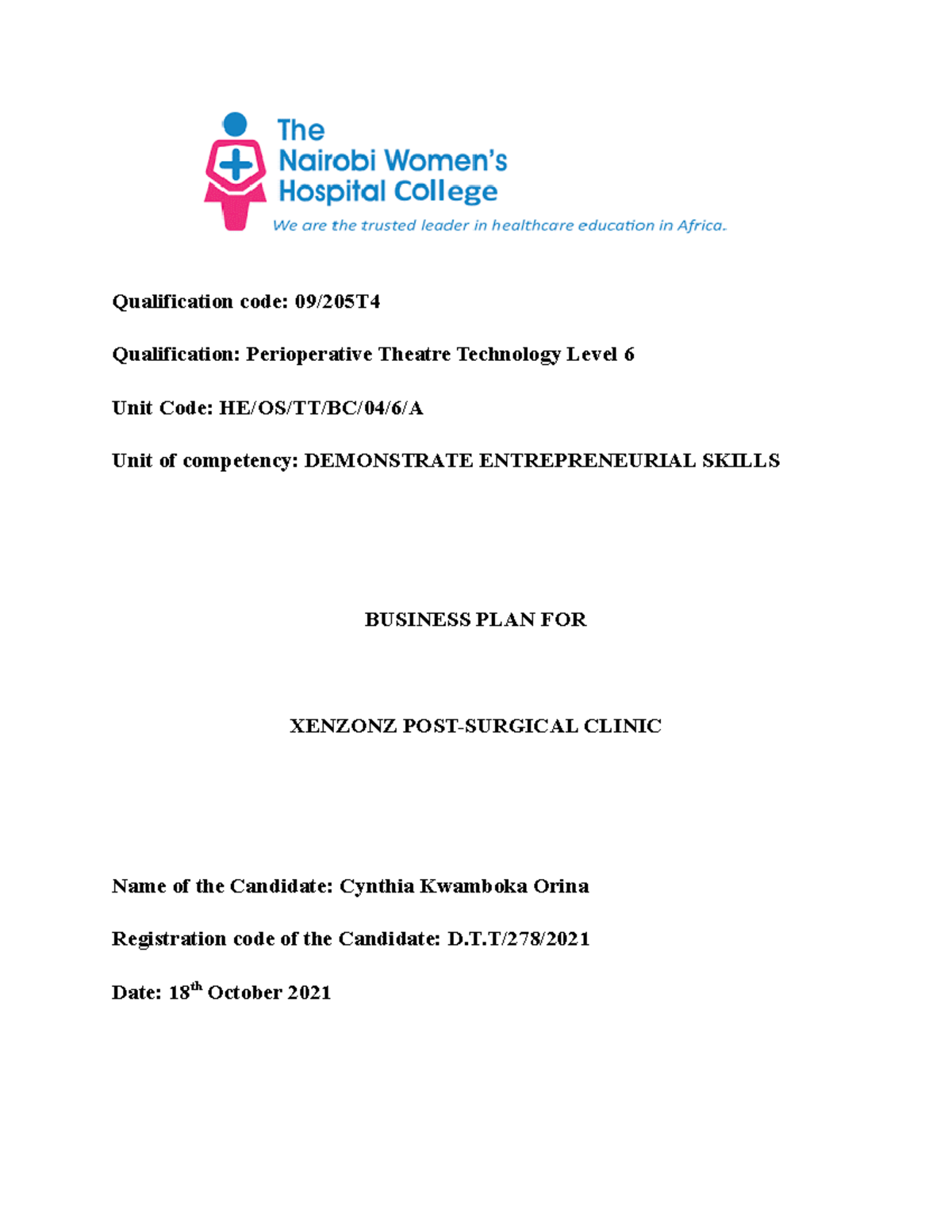 Business plan detailing the importance of contemporary - Qualification ...