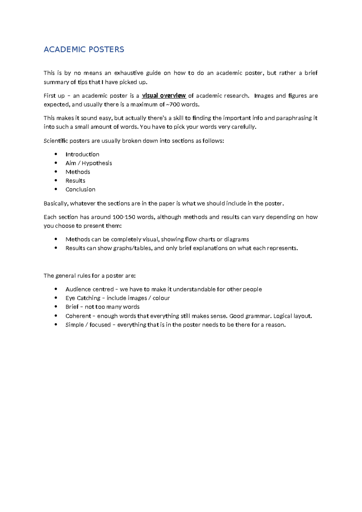 Academic Posters - ACADEMIC POSTERS This is by no means an exhaustive ...