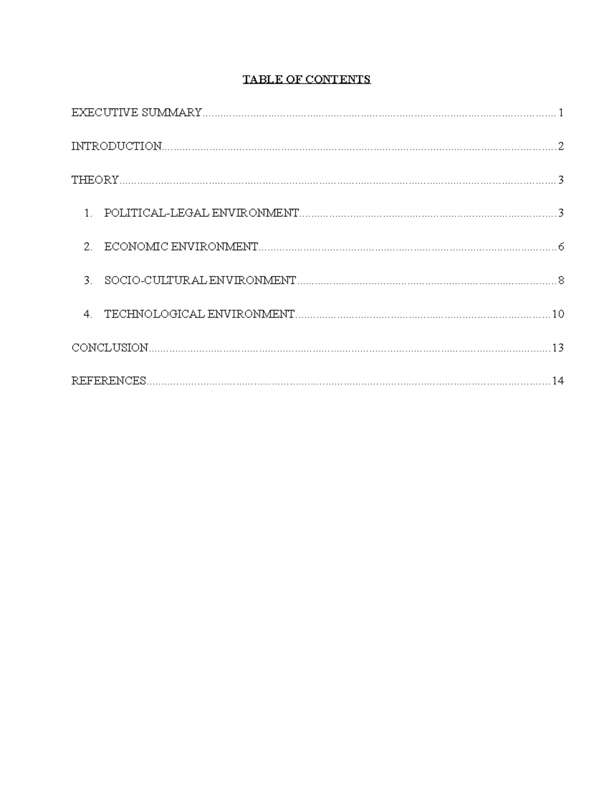 BUS1010 Group Term Paper - TABLE OF CONTENTS EXECUTIVE - Studocu