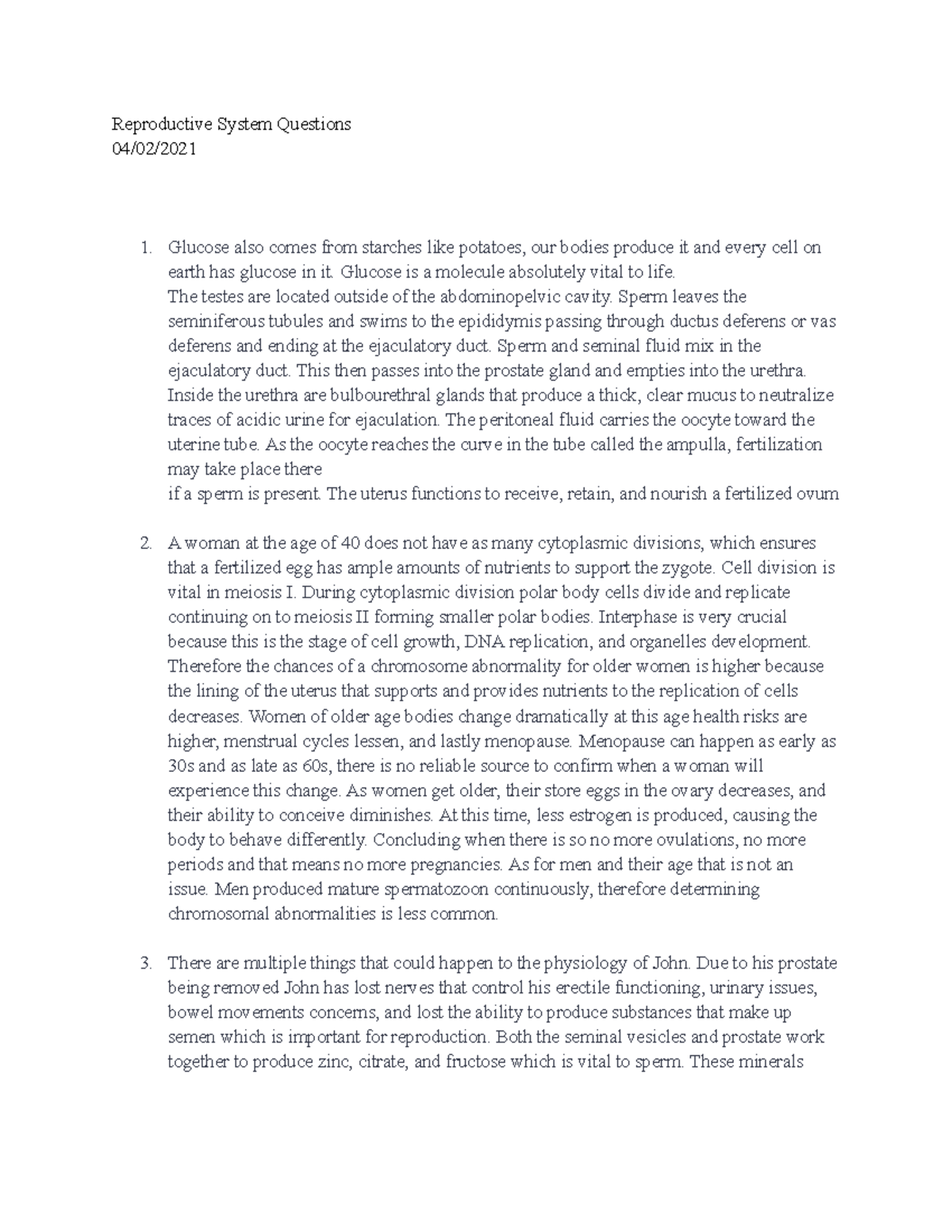 Reproductive System Questions - Reproductive System Questions 04/02 ...