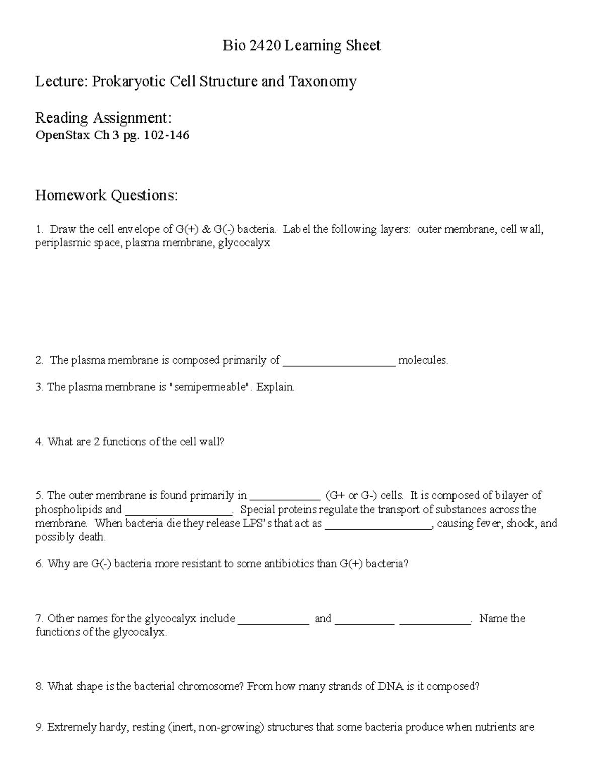 2420 LS2 Prokaryotes LS (2) - Bio 2420 Learning Sheet Lecture ...