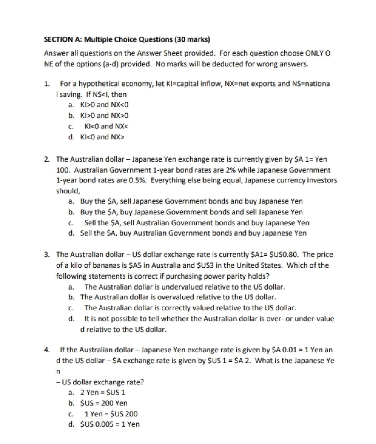 图片转PDF QQ浏览器 20241127 - possible - SECTION A: Multiple Choice Questions (30 marks) Answer all ...