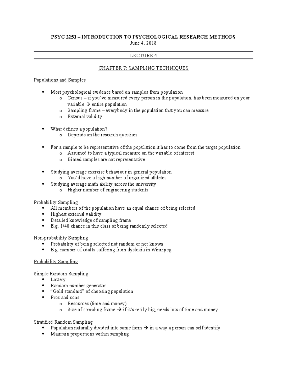 Lecture 4 - Research Methods Part 1 - PSYC 2250 – INTRODUCTION TO ...