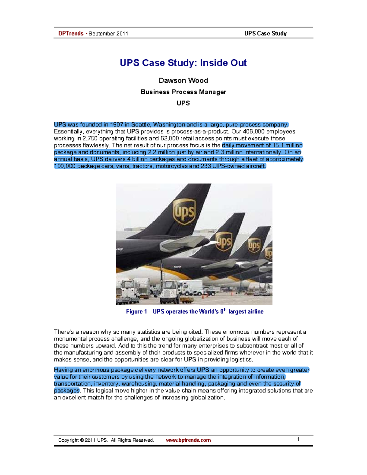 UPS Case Study - Inside Out - Presentation - 1 UPS Case Study: Inside ...
