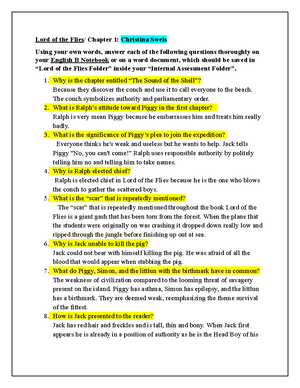 Lord of the flies chapter 2 - Lord of the Flies/ Chapter 2: Using your ...