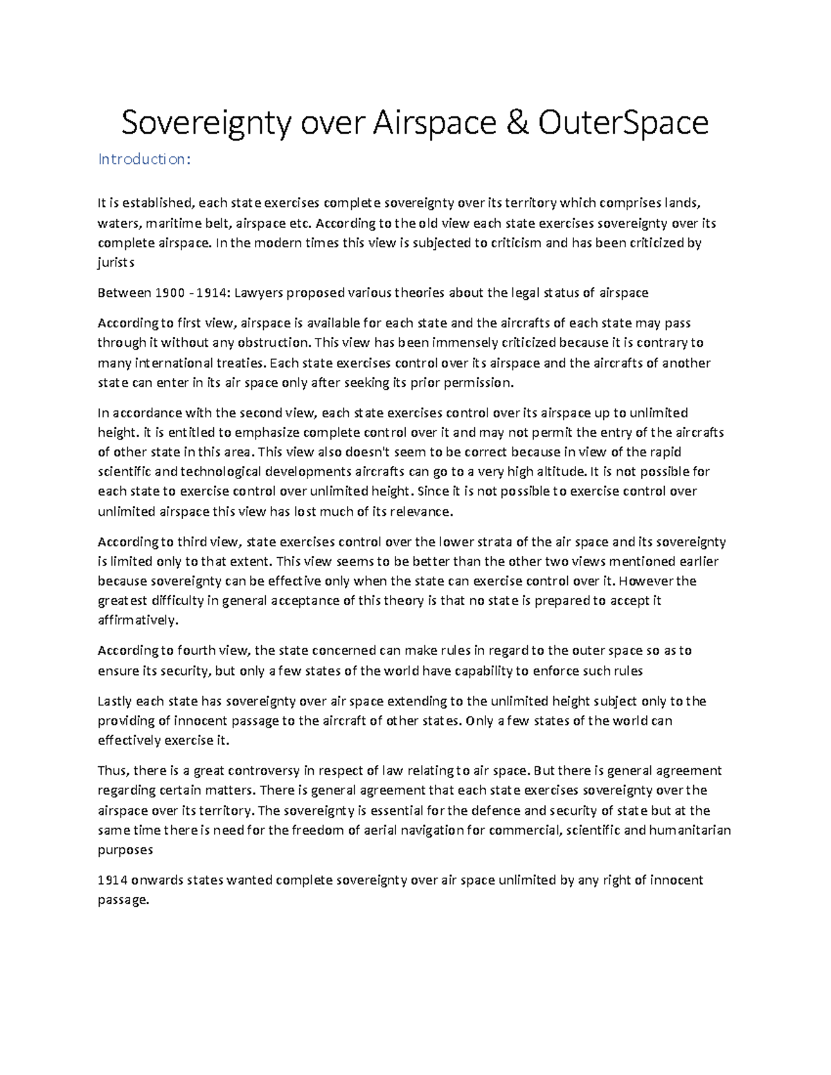 AIrspace-Outerspace-Law - Sovereignty over Airspace & OuterSpace ...