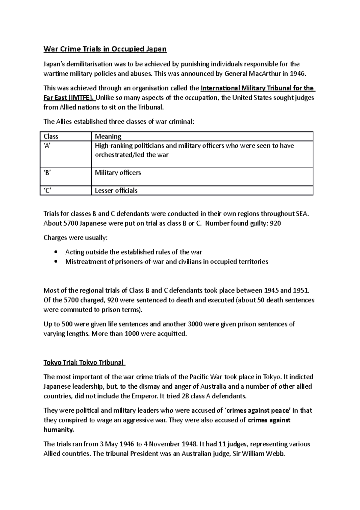 War Crime Trials in Occupied Japan - War Crime Trials in Occupied Japan ...