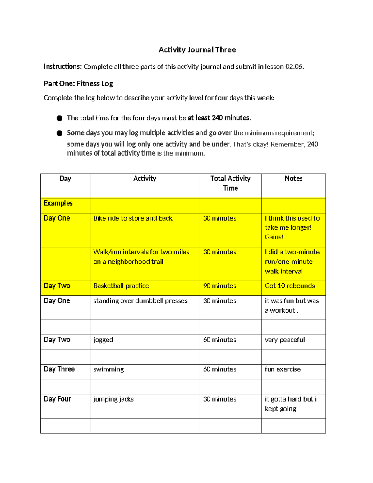 Activity journal 03 - should help you out - Activity Journal Three ...