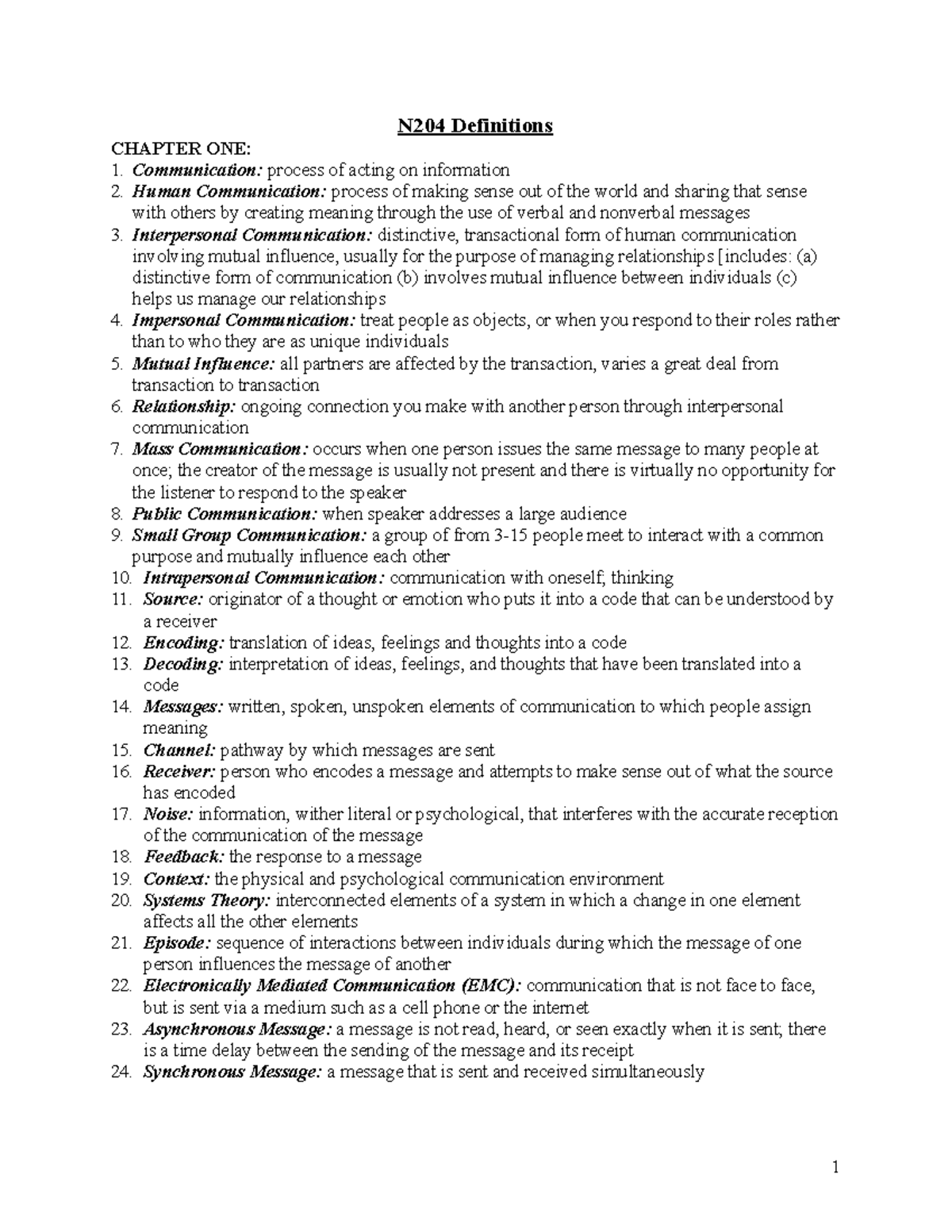 N204 Definitions (Premidterm) - N204 Definitions CHAPTER ONE: 1 ...