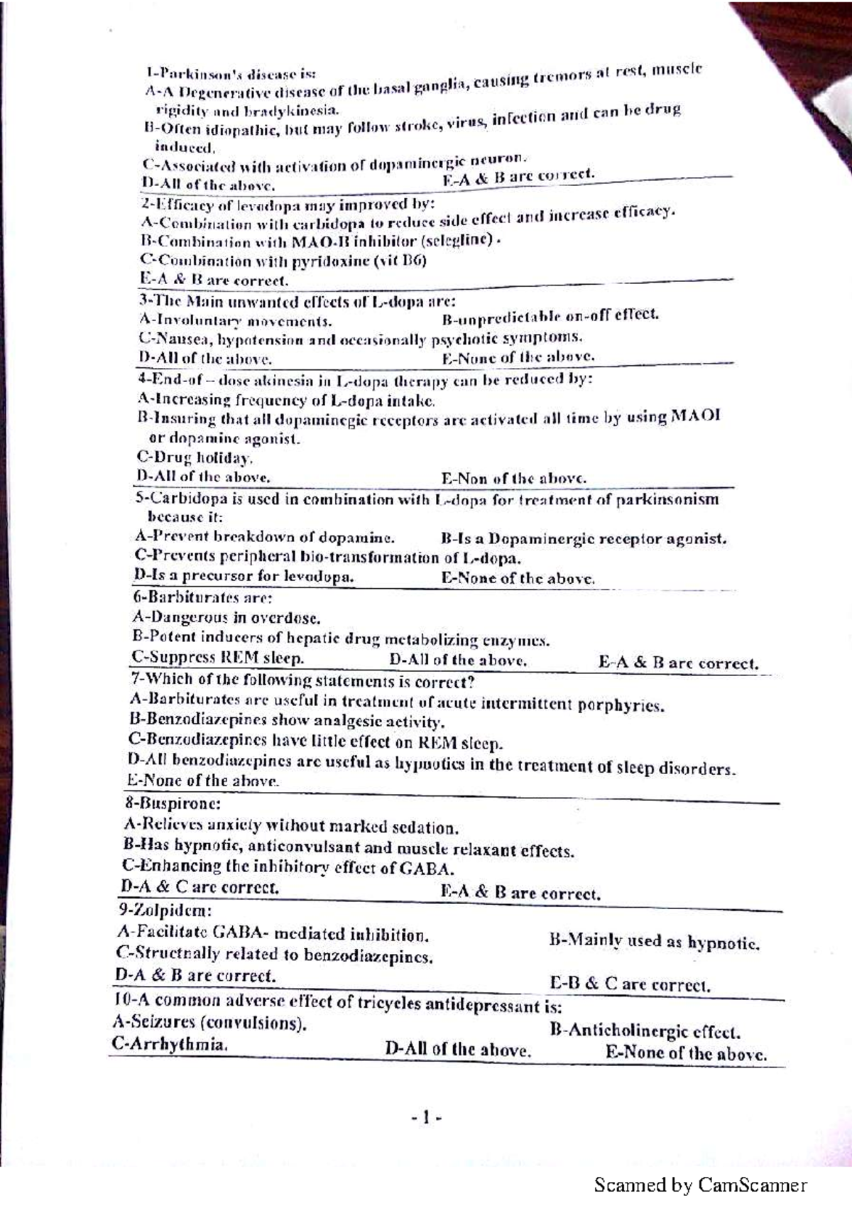 Pharmacology questions - Scanned by CamScanner Scanned by CamScanner ...