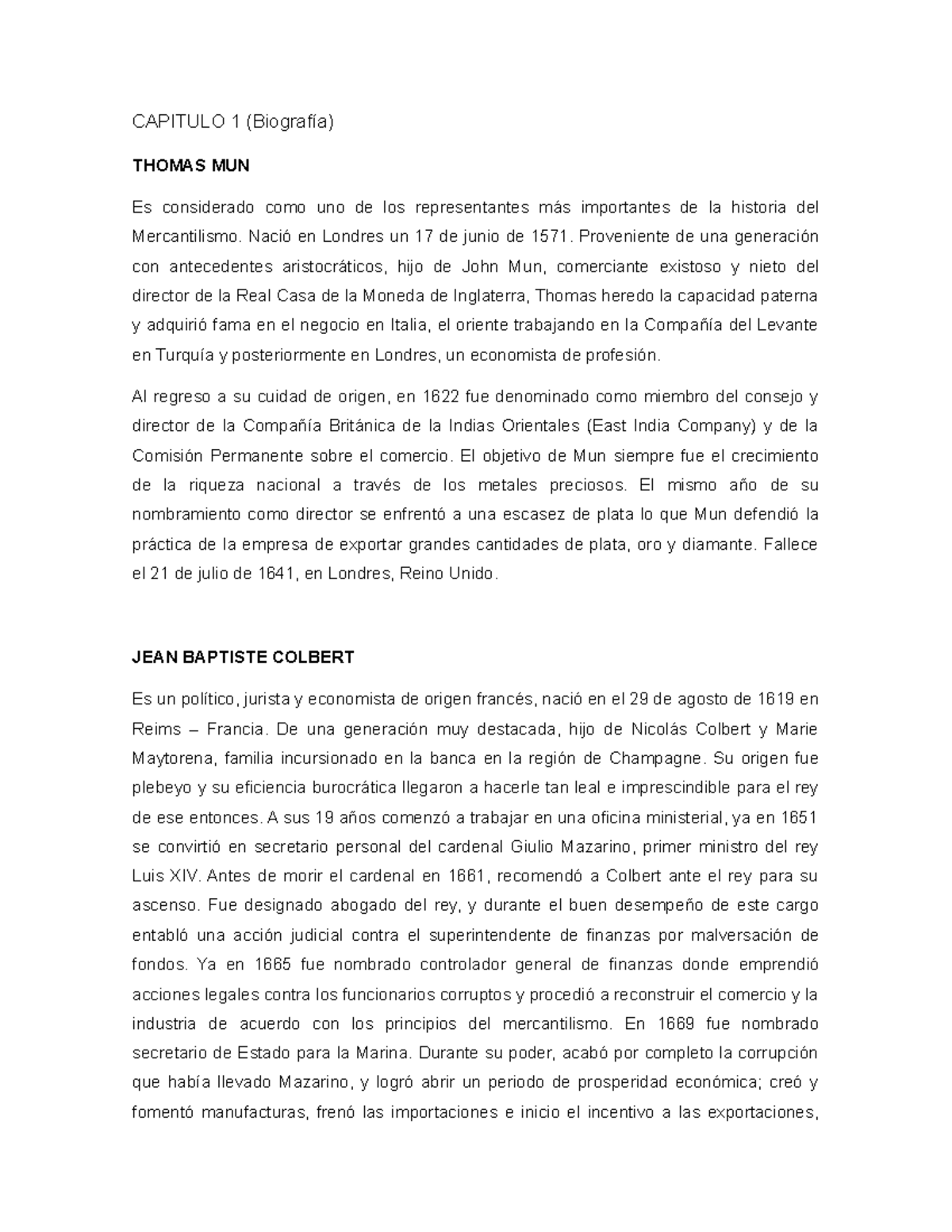 Monografía - Mercantilismo - CAPITULO 1 (Biografía) THOMAS MUN Es ...
