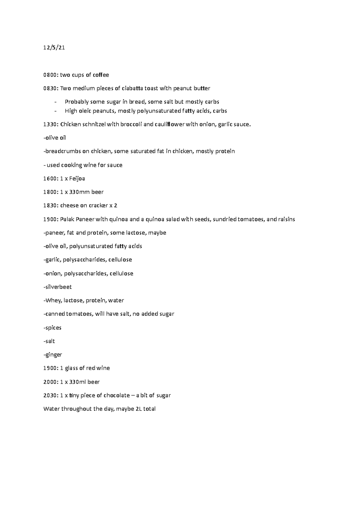 Self Recorded 24 Hour Food Diary Sample Ideas Example of Reflective ...