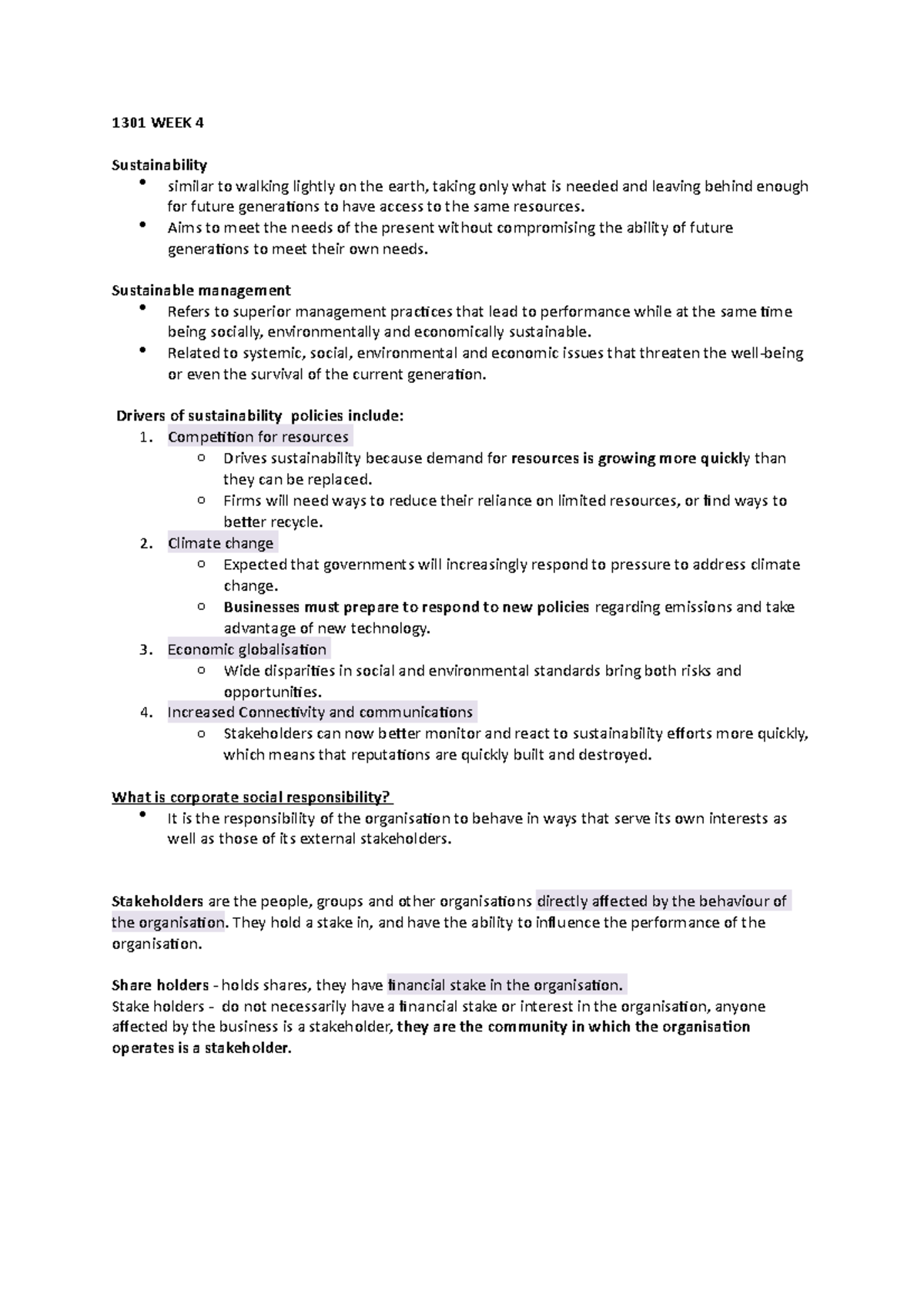 MGTS1301 WEEK 4 Introduction to management - MGTS1301 - UQ - Studocu