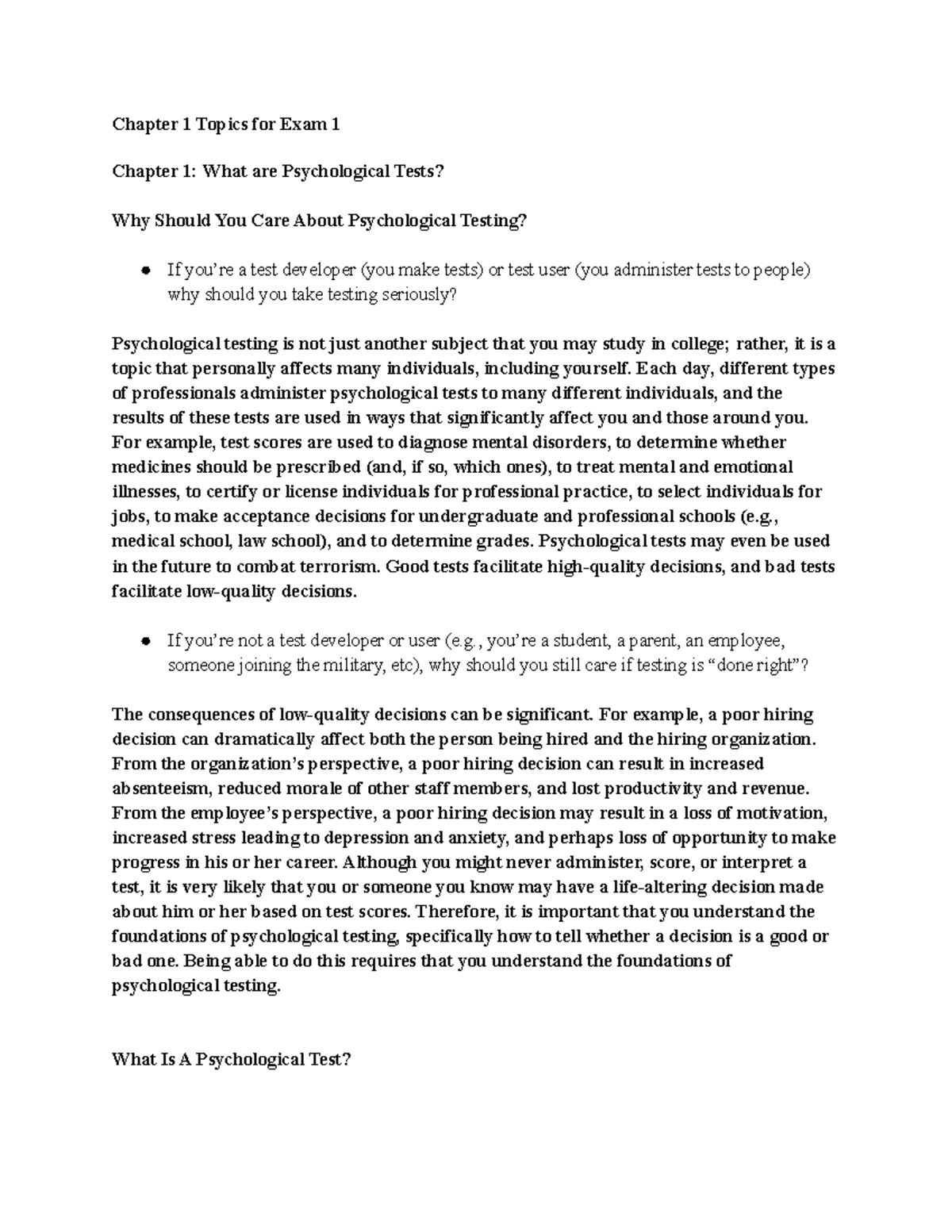 Psych 120 Chapter 1 Exam 1 - Chapter 1 Topics for Exam 1 Chapter 1 ...