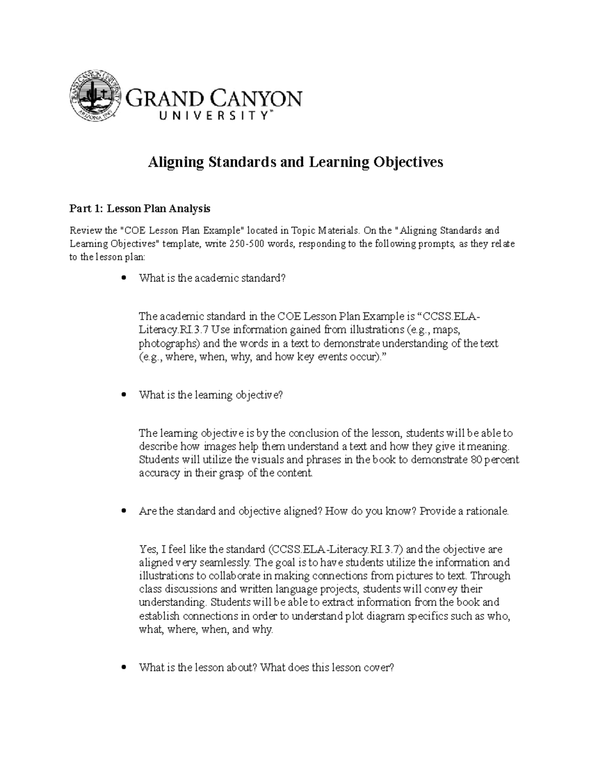 Aligning Standards and Learning Objectives - On the "Aligning Standards ...