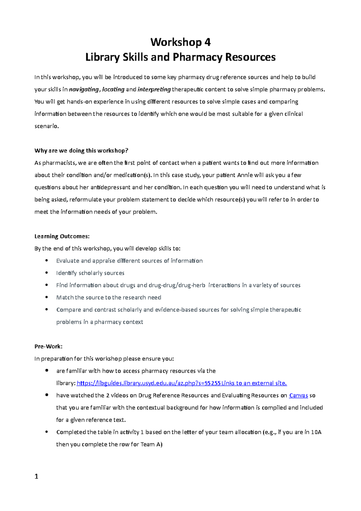 Workshop 3 Library Skills Student Copy - Workshop 4 Library Skills and ...